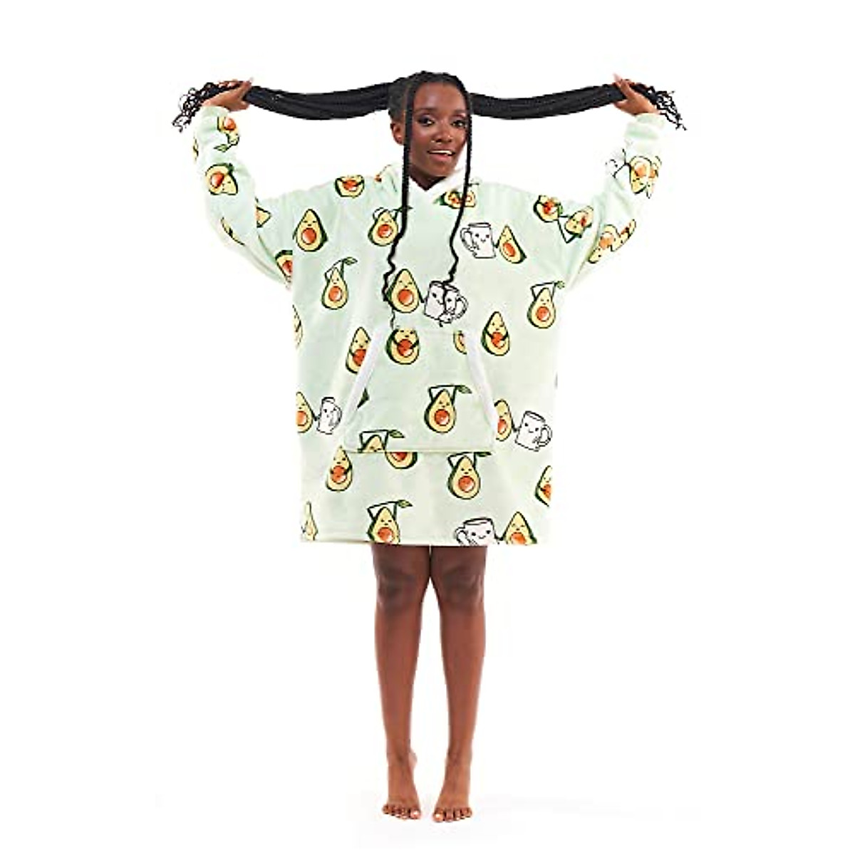 FEDERI Oversized Turkish Sherpa Fabric Wearable Blanket Hoodie | Plush Fleecee Sweatshirt for Men and Women|One Size Fits All (Avocado, Standard Oversized)