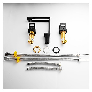 IPDBLBYL Art Design Bathroom Faucet Cold and Hot Deck Mounted Tap All Brass Dual Handles Basin Tap Bathtub Faucet (Color : Black)