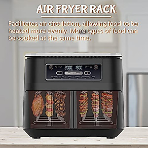 2pcs Skewer Stand Racks Compatible with Ninja Foodi Air Fryer DZ201, DZ401 - Stainless Steel Barbecue Skewers with Reusable Mats Set For Ninja Foodi Dual Basket Air Fryer, Skewer Accessory for Kabobs