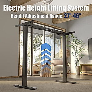 AITERMINAL Dual Motor Standing Desk Frame, Electric Adjustable Standing Desk Legs for Office Home (Black Frame + Motors + Control Panel)