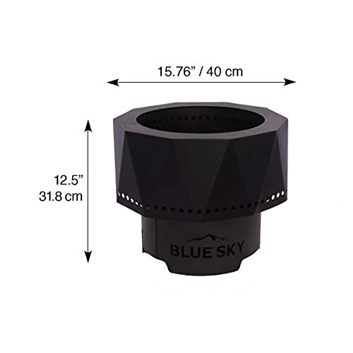 Blue Sky Outdoor Living Ridge Portable Fire Pit, Smokeless Fire Pit with Spark Screen, Lift, and Carrying Bag, Black