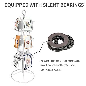 Tongmo Rotating Greeting Card Stand - Enhance Your Display with a 12-Pocket Rotating Countertop Solution for Postcards, Brochures, and Greeting Cards (7”H - 12 Pockets) (White)