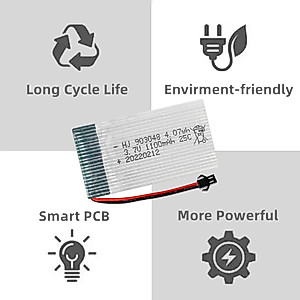 OooSure 5 pcs 3.7V 1100mAh 25C 903048 Rechargeable Lithium Batteries for RC Drone SM2P/JST/XH2.54/PH2.0connector (XH2.54)