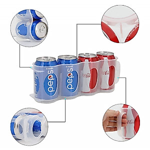 ChasBete Portable Soda Can Organizer for Refrigerator Shelf, Beer Can Holder, Fridge Storage Sliding Rack, Clear Plastic 2 Pack