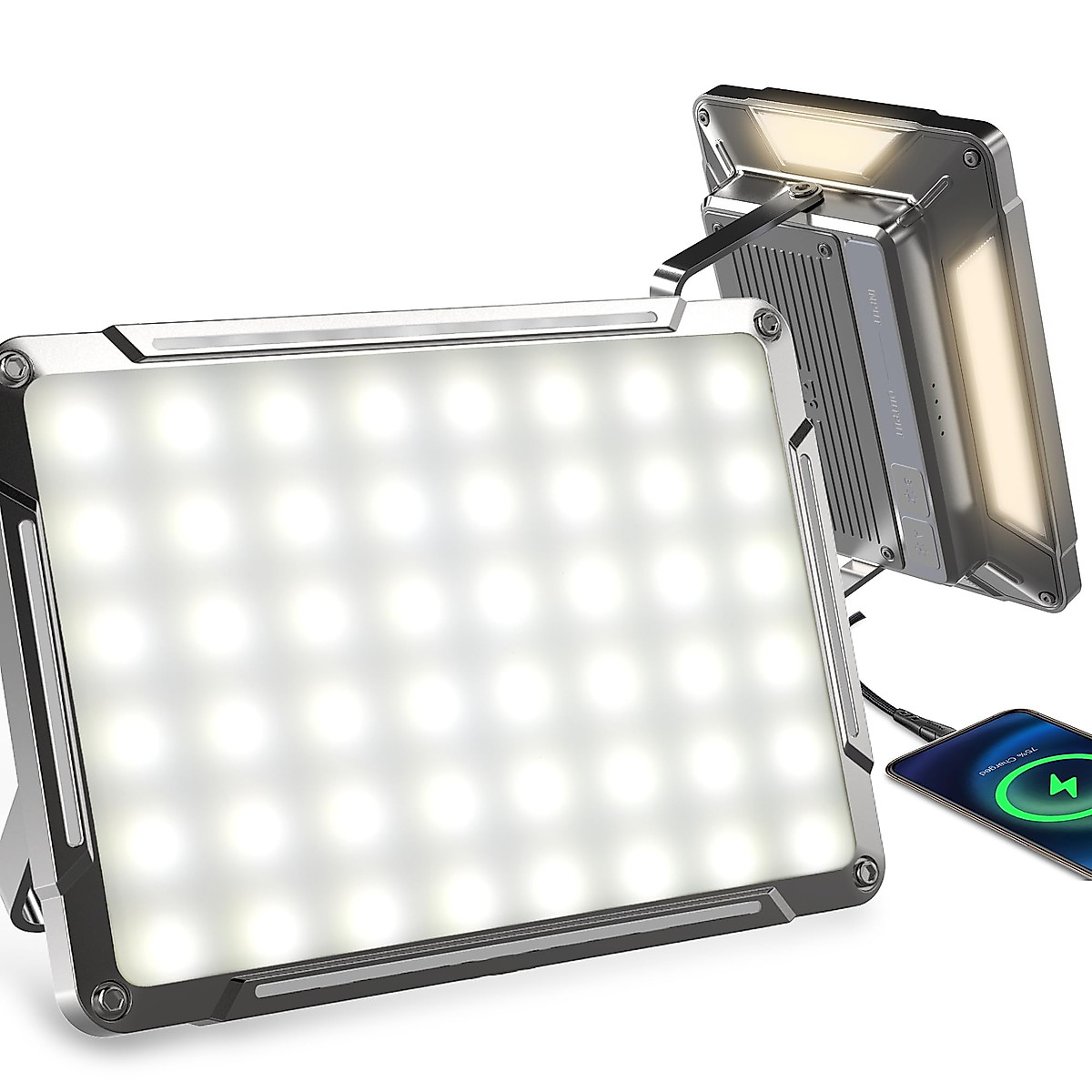 LED Camping Lantern Rechargeable 4400LM,Unique Double Light Panels, 9000mAh,Portable,8 Light Modes,Fill Light, Tent Light for Power Outages, Emergency, Hurricane, Home, Hiking