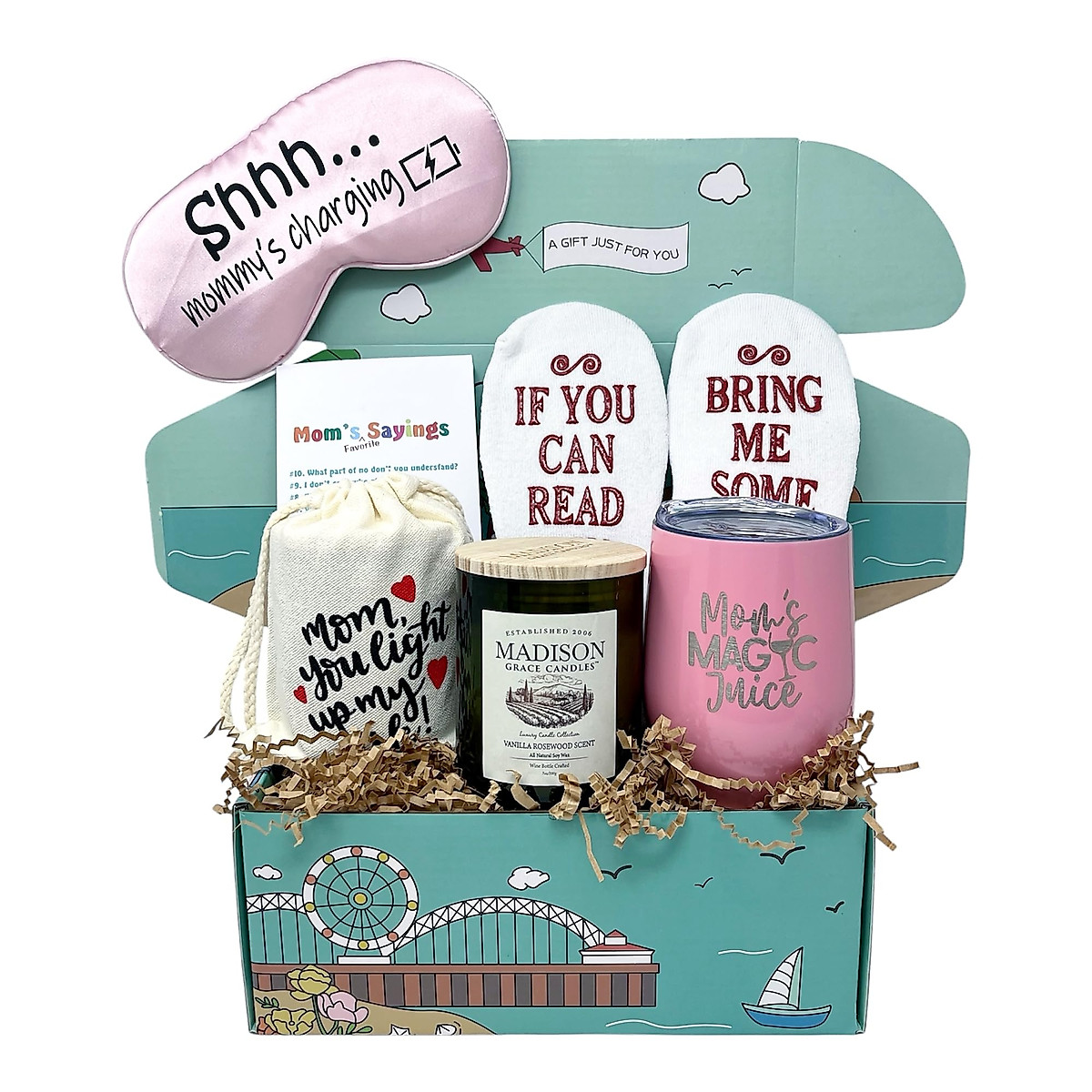 SILLY OBSESSIONS Wine Gift Basket for mom, Wine Lover Gifts for Woman, Novelty Wine Gifts for Wine Lover Mom.