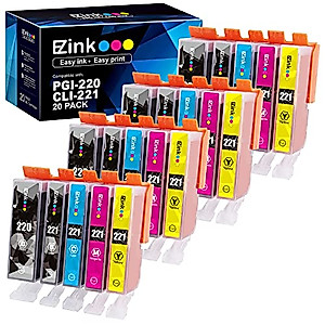 E-Z Ink (TM Compatible Ink Cartridge Replacement for Canon PGI220 PGI-220 CLI221 CLI-221 to use with MX870 MX860 MP620 MP560 MP980 (4 Large Black, 4 Cyan, 4 Magenta, 4 Yellow, 4 Small Black) 20 Pack