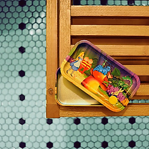 Stylish Metal Tray 7" V. Syndicate, Elegant & Sleek Color Finish with Smooth Rounded Edges, Decorative Tray Beautiful Art Lightweight, Small (Alice Mushroom)