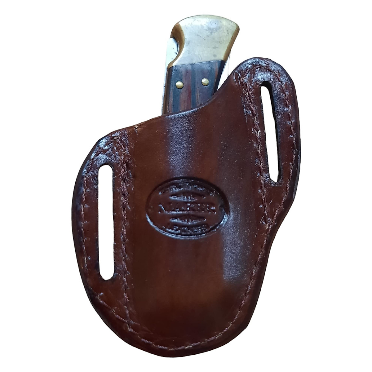Leather Pocket Right Hand Knife Sheath for Buck 110 or 112 Knife, Folding Pancake Style Knife Holder, Brown