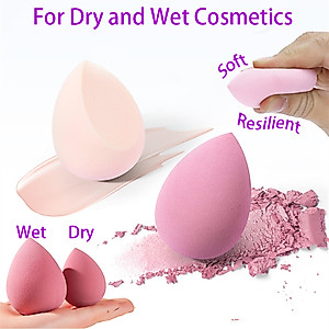 BETISTME Makeup Sponge Blender for Blending Foundations Face Sponge Cosmetics Sponge Pink Purple Gift Package 16 sponges & 2 holders