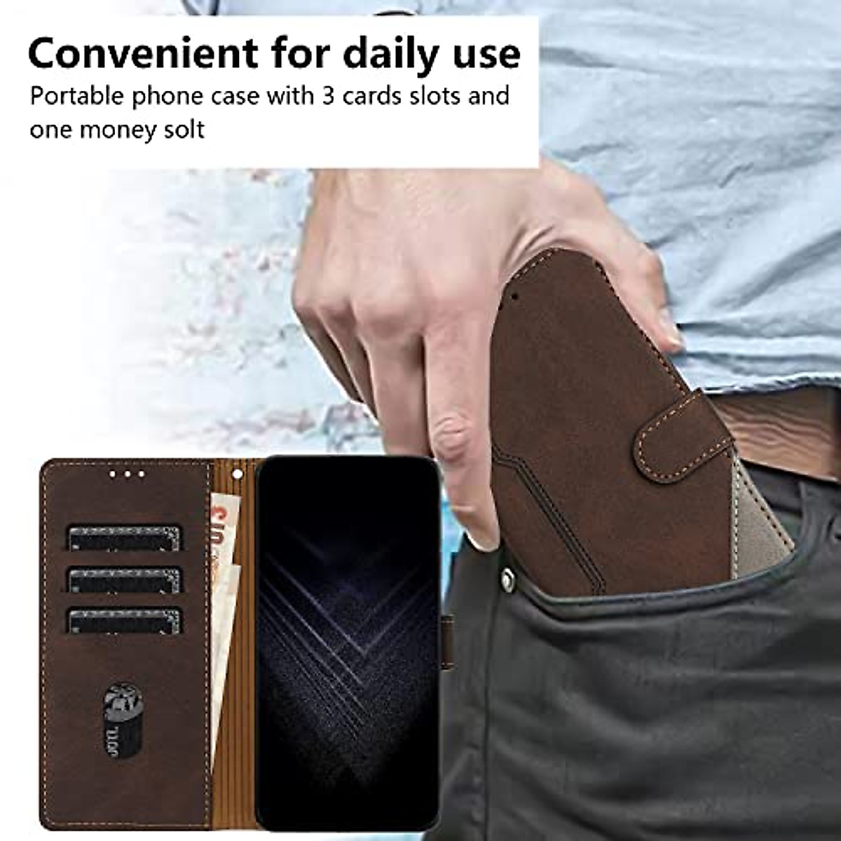 XBS-Better Case for Samsung Galaxy S9 Plus/S9+, Business Splicing Leather Magnetic Credit Card Holder Kickstand Wallet Cover Case for Samsung Galaxy S9 Plus/S9+-Brown