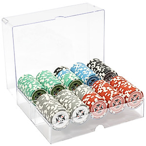MBGBrybelly Ultimate Poker Chip Set in Acrylic Carry Case - Holo Inlay Heavyweight 14-Gram Casino Quality Poker Chips - Display and Transport Your Collection - Heavy-Duty Protection (200 ct)