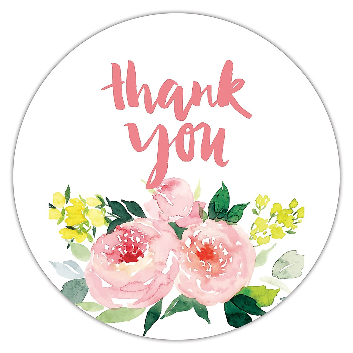 Pink Flower Thank You Stickers, 2 inch 50PCS Self-Adhesive Thank You Labels Great for Wedding, Small Business, Bakeries, Handmade Goods, Birthday Party Favors Labels & Mailing Supplies.