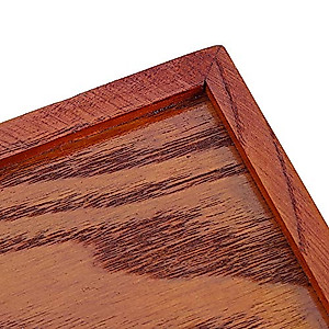 Ikunde Large Wood Serving Tea Water Drinks Tray Wooden Breakfast Tea Serving Tray with Handle