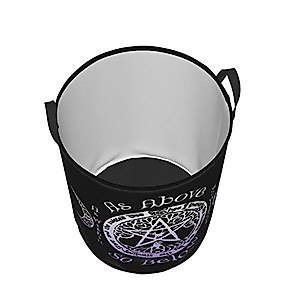 Waterproof Wiccan Pagan Witch Tripple Moon Pentagram Circular Hamper Round Laundry Baskets Foldable Laundry Bags For Family/Kids/Bathroom/Bedroom/Dorm Medium