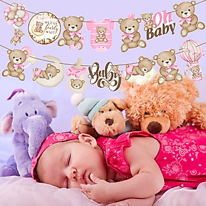 Pink We Can Bearly Wait Baby Shower Banners Bear Baby Shower Party Decorations Bear Banner for Baby Shower Teddy Bear Cutout Banner for Girls Bear Birthday Party Supplies