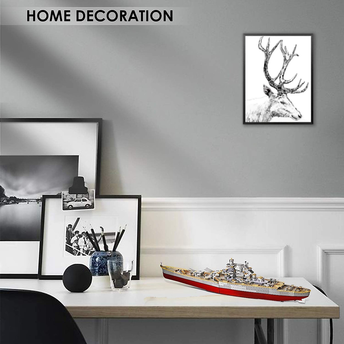 Piececool 3D Metal Puzzles for Adults, Richelieu Battleship Model Kits, Military Watercraft Warship Models Building Kit DIY 3D Puzzles for Anxiety Relief Toys, Great Gift Ideas -300 Pcs