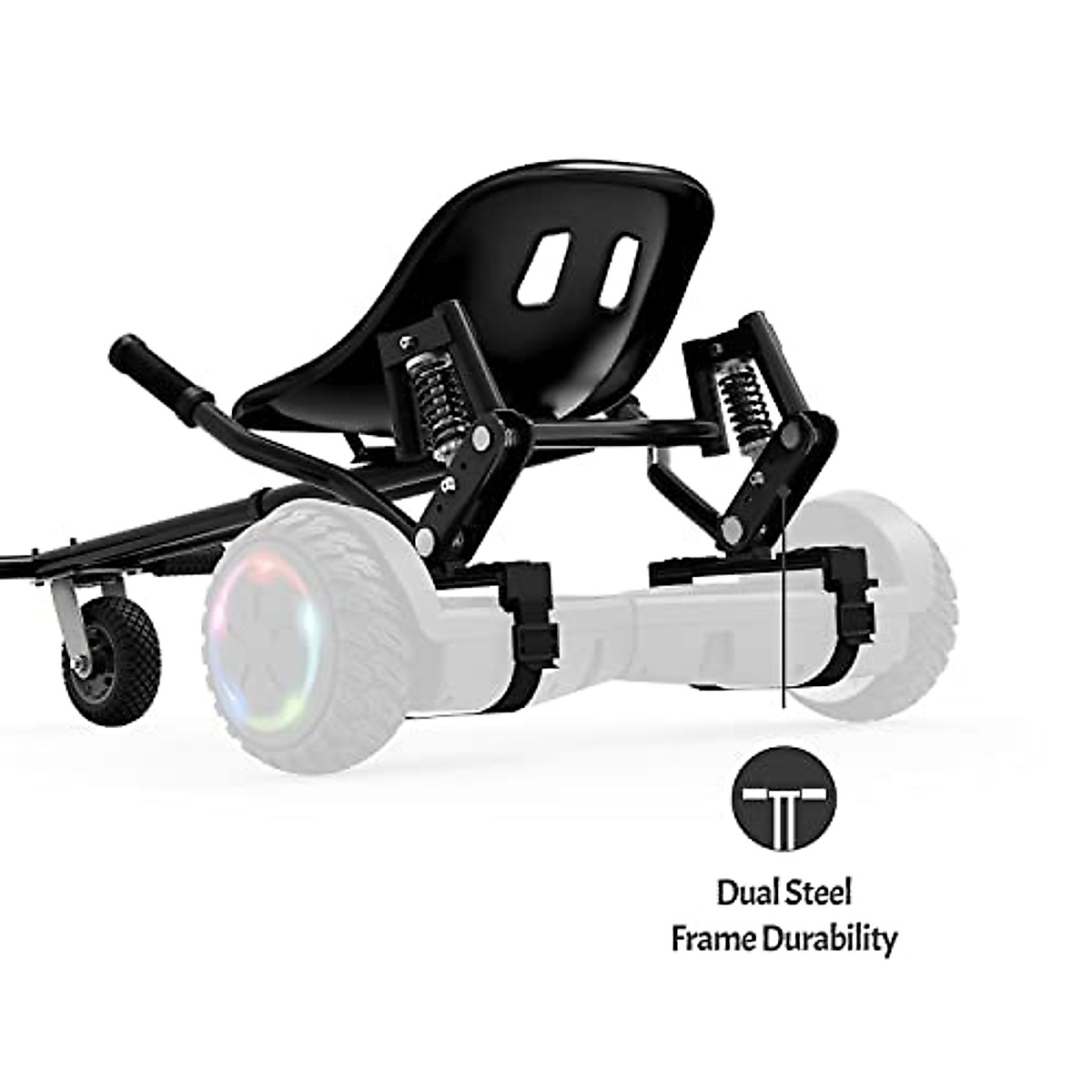 Jetson JetKart 2.0 Universal Hoverboard Attachment, 6" Tire, Bucket Seat, Adjustable Footrest Accommodates Most Heights, Ages 12+, Black, JKAR20-BK