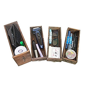 Juleduo Beauty Organizer 4 Drawers - Wooden Cosmetic Storage Box for Neat & Home Office Desk &Organize &Storing of Makeup Tools,Bathroom Counter-top & Storage (Rustic White)