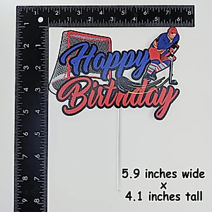 Ice Hockey Happy Birthday Cake Topper, Ice Hockey Sport Theme Birthday Party Decoration, Ice Hockey Party Favor for Ice Hockey Fans