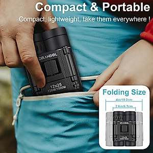 DRANBOL 12X25 Mini Pocket Binoculars for Adults Kids, Small Compact Binoculars for Bird Watching, Opera Concert