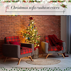 Newwiee 8Pcs Patio Cushion Covers Stretch Outdoor Cushion Cover Replacement for Patio Furniture Sofa Couch Slipcovers, Soft Flexibility Washable Furniture Protector(Waterproof Pure,Red, Green)