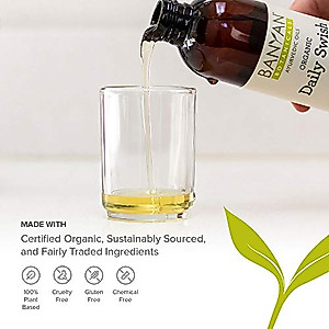 Banyan Botanicals Daily Swish Mint – Organic Ayurvedic Oil Pulling Mouthwash with Coconut Oil – for Oral Health, Teeth, & Gums* – 8oz – Non GMO Sustainably Sourced Vegan