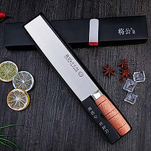 GAINSCOME Stainless Steel Chinese Chef's Knife Sharp Cleavers Slicing Knife Peking Duck Knife Beech Handle Watermelon Fruit Knife