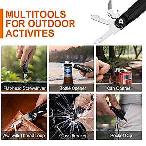 NexTool Multi Tool Pocket Knife, Folding Multitool Knife with Scissors, Screwdriver, Bottle Opener, 11 in 1 Multi-Tool One Hand Accessible with Safety Lokcing for Camping/Emergencies/EDC (Knight)