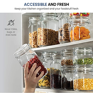Bormioli Rocco Glass Fido Jars - 101½ Ounce (3 Liter) with hermetically Sealed hinged Airtight lid for Fermenting, Preserving, Bulk - dry Food Storage, With Paksh Novelty Chalkboard Label Set (2 Pack)
