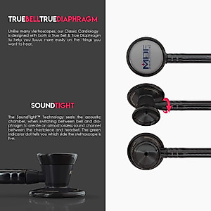 MDF Instruments, ProCardial Cardiology Stethoscope, Stainless Steel, Adult, Dual Head, Black Tube, Black Chestpiece-Headset, MDF797BO