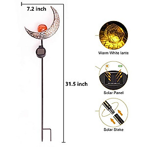 Luxiya Landscape Path Lights Solar Yard Lights Outdoor Decorative Moon Light Garden Solar Light