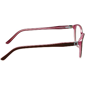 Sferoflex Women's SF1548 Square Prescription Eyewear Frames, Top Plum On Opaline Pink/Demo Lens, 52 mm