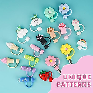 NiHome 18Pcs Silicone Straw Cover Cap Fit for Stanley 30 oz/40 oz Quencher H2.0, 0.4 inch/10 mm Straw Toppers Compatible with Stanley Tumbler, Dust-proof Straw Tip Lids, BPA-Free, Reusable