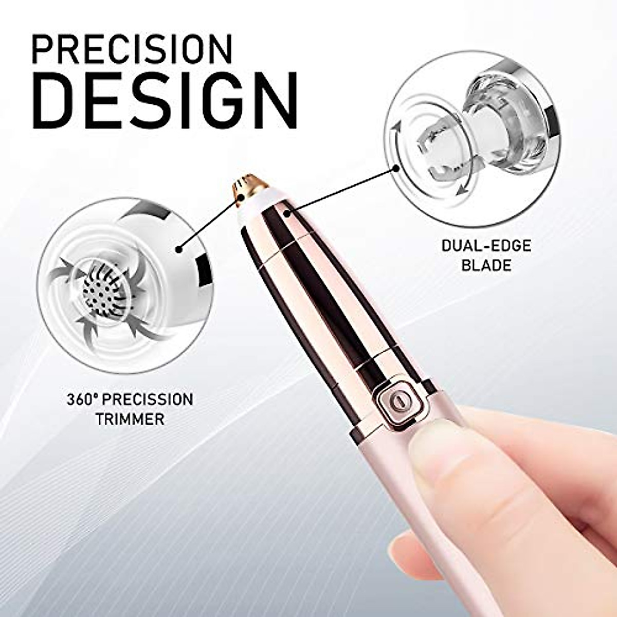 REAZEAL Rechargeable Eyebrow Hair Remover Painless-Precision Eyebrow Trimmer Eyebrow Razor Tool for Face Lips Nose Facial Hair Removal for Men Women