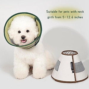 LAVAMOND Breathable Soft Dog Recovery Cone Collar After Surgery, Adjustable Lightweight Elizabethan Collar with Air Mesh for Cats, Protective Collar to Stop Licking for Puppy, Khaki, M