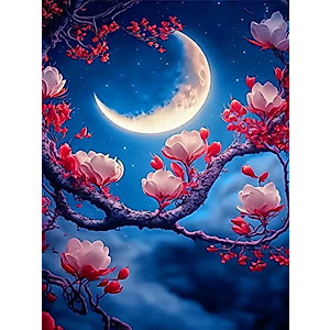 Lunyloer Diamond Painting, 5D Moon Diamond Painting Art Kits for Adults, DIY Full Drill Diamond Dots Paintings Picture Arts Embroidery Craft Kits for Home Wall Art Decor 12 X 16 Inch