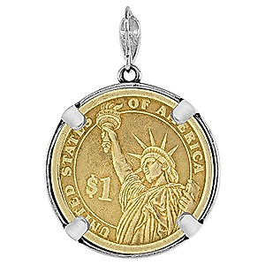 Sterling Silver Susan B. Anthony Bezel Sacagawea 26 mm Coins Prong Back Illusion Edge Coin NOT Included