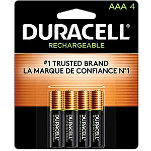 Duracell Rechargeable AAA Batteries, 4 Count Pack, Triple A Battery for Long-lasting Power, All-Purpose Pre-Charged Battery for Household and Business Devices