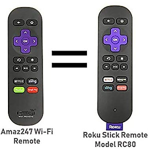 Amaz247 Wi-Fi Remote for Roku Streaming Stick (3500r, 3500rw, 3600, 3800, 3810), Roku 3 (4200r), Roku 2 (2720r),Roku Ultra, Roku Premiere, Roku Express (3900X), Roku Express+