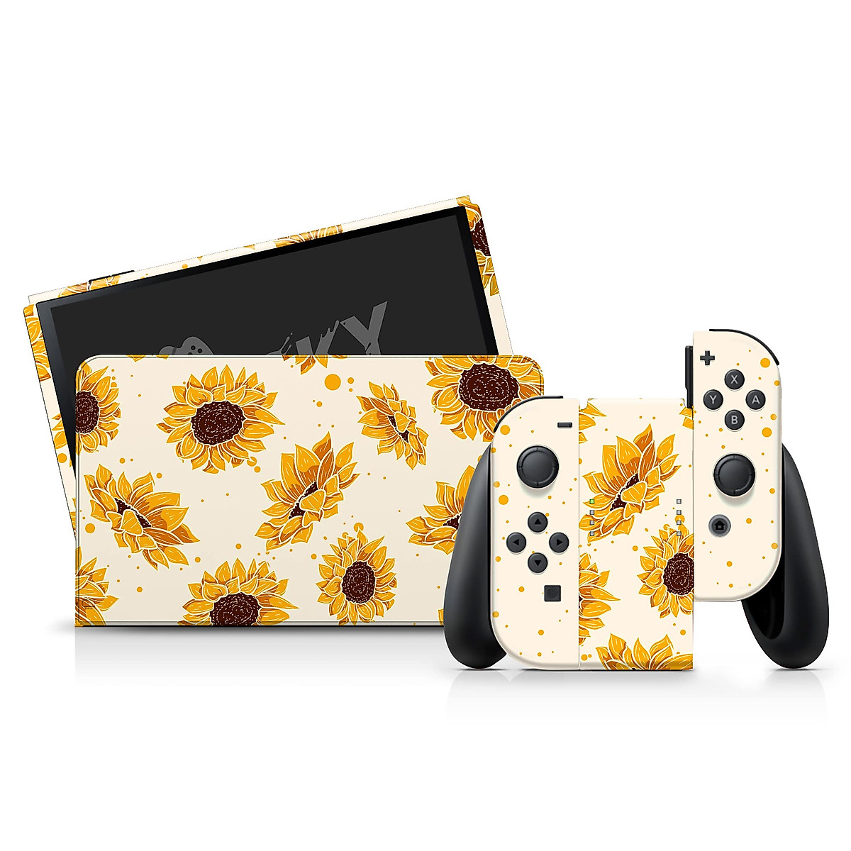 Tacky Design Sunflower Skin Compatible with Nintendo Switch OLED Skin - Vinyl 3M Stickers Set - Compatible with Nintendo Switch OLED Skin Joy Con, Console, Dock Wrap - Decal Full Wrap