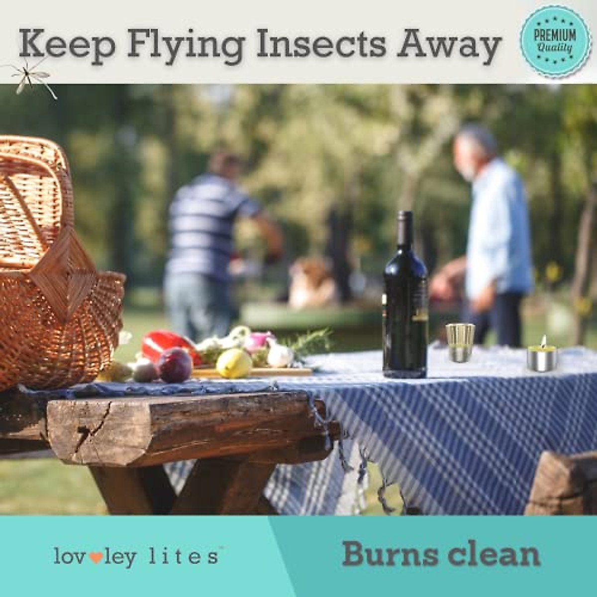 Lovley Lites Soy Tealight Candles Citronella - 36 Premium 1 Inch Tall Citronella Tea Lights Candles for Outdoor to Deter Mosquitos and Bugs