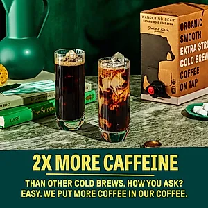 Wandering Bear Straight Black Organic Cold Brew Coffee On Tap, 96 fl oz - Extra Strong, Smooth, Unsweetened, Shelf-Stable, and Ready to Drink Iced Coffee, Cold Brewed Coffee, Cold Coffee