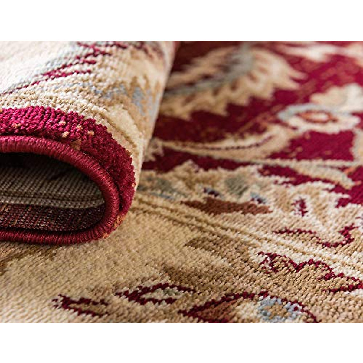 Unique Loom Voyage Collection Traditional Oriental Classic Intricate Floral Design Area Rug, 4 ft x 6 ft, Red/Ivory