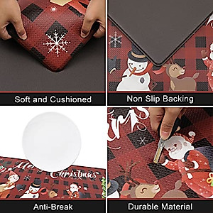 U'Artlines Christmas Anti Fatigue Kitchen Mats Set of 2 Farmhouse Kitchen Rugs and Mats Cushioned Kitchen Floor Mats Set Waterproof Comfort Standing Mats Non Slip Kitchen Rugs and Runner Sets (Red)