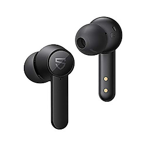 SoundPEATS Q True Wireless Earbuds Bluetooth 5.0 Headphones, in-Ear Stereo Earphones with 4-Mic, 10mm Driver, Wireless Charging, Premium Sound, Touch Control, Single/Twin Mode, 21 Hours
