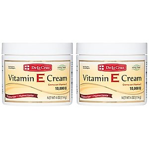 De La Cruz Vitamin E Cream Moisturizer for Face and Neck - Moisturizing Anti-Aging Skin Care for All Skin Types - Made in USA, 4 OZ. (2 Pack)