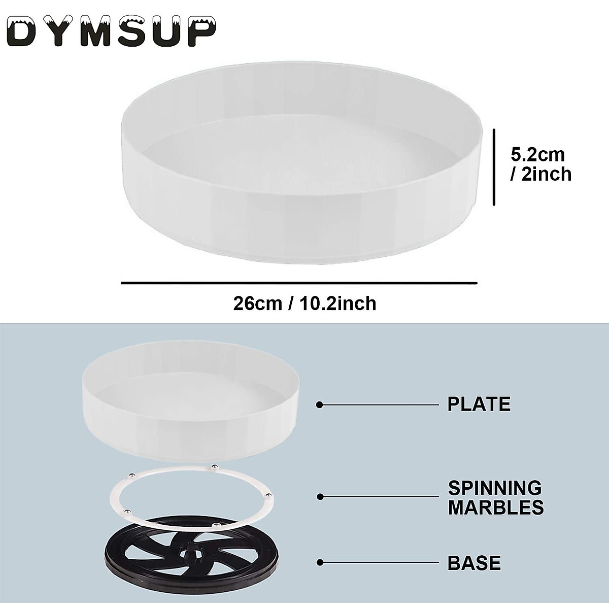 Lazy Susan Cabinet Organizer 10 Inch,Non-Skid Kitchen Island Turntable,Countertop Bathroom Kitchen Under-Sink Organizer Bins for Counter Spice Rack Storage 1 Pack (White)