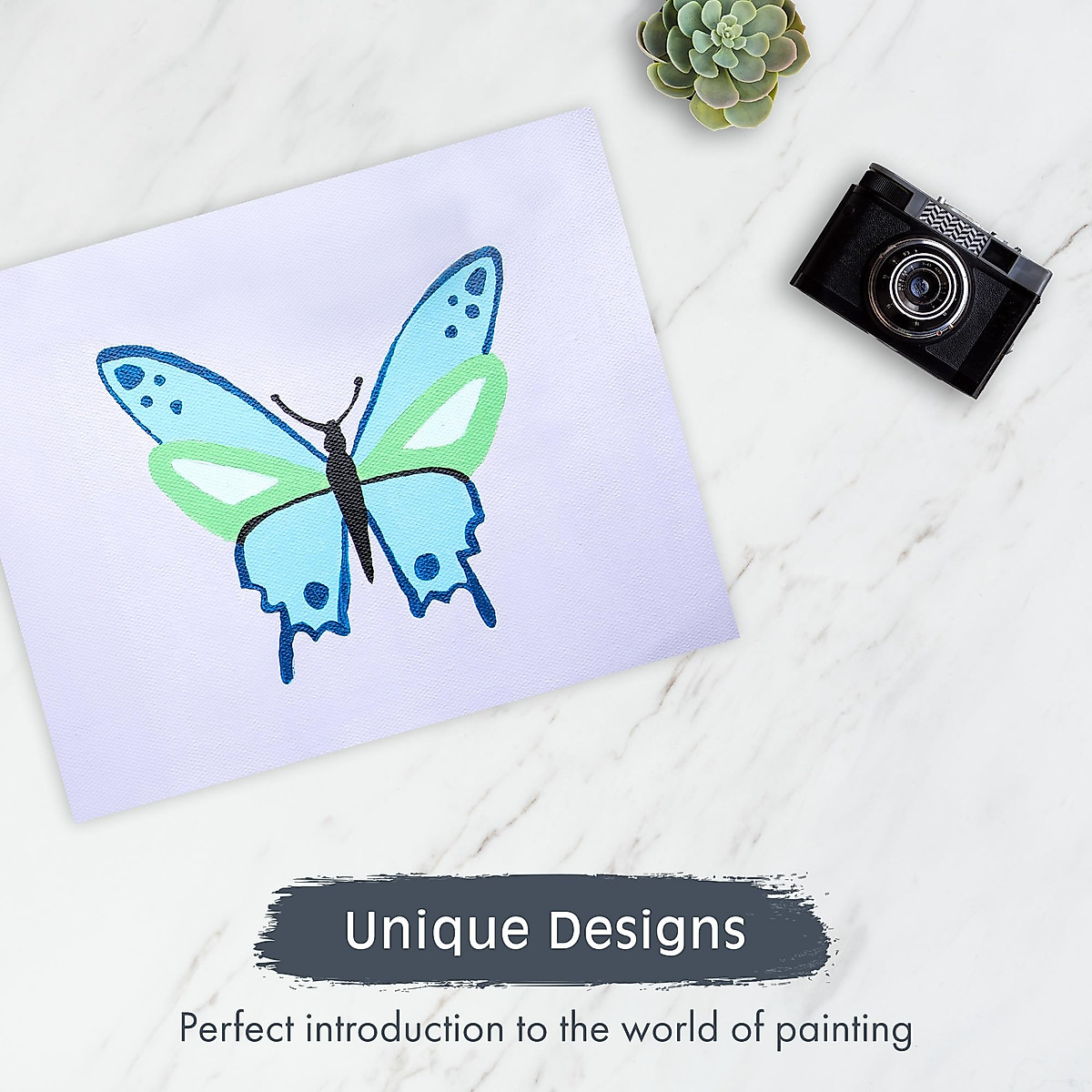 Pink Picasso Kits Paint by Number for Kids Ages 8-12 | DIY Beginner Kids Craft Kit Acrylic Paint Canvas Painting Art Kits & Wall Decor as Seen On Shark Tank | (Butterfly) 8x10-Paint Kit Set