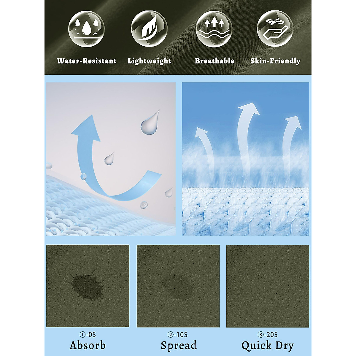 TACVASEN Mens Running Shorts Stretch Drawstring Quick Dry Shorts Workout Gym Summer Shorts with Zipper Pockets Green,32